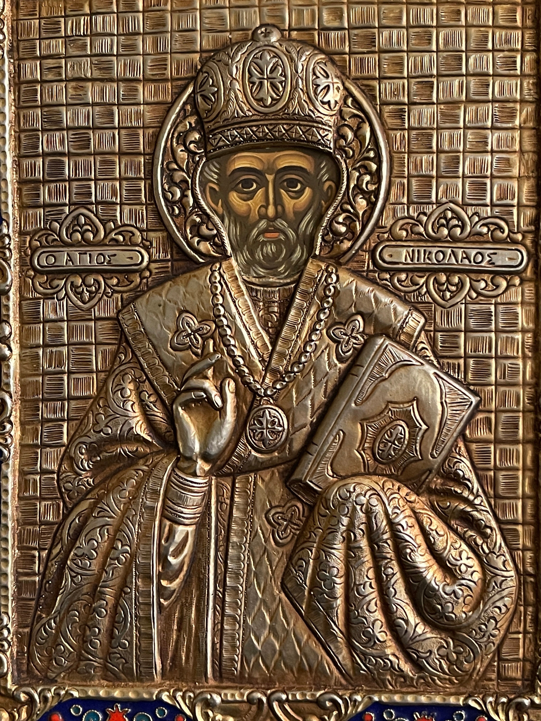 Byzantine Engraved Metal and Enamel Decorated Religious Icon | Etsy