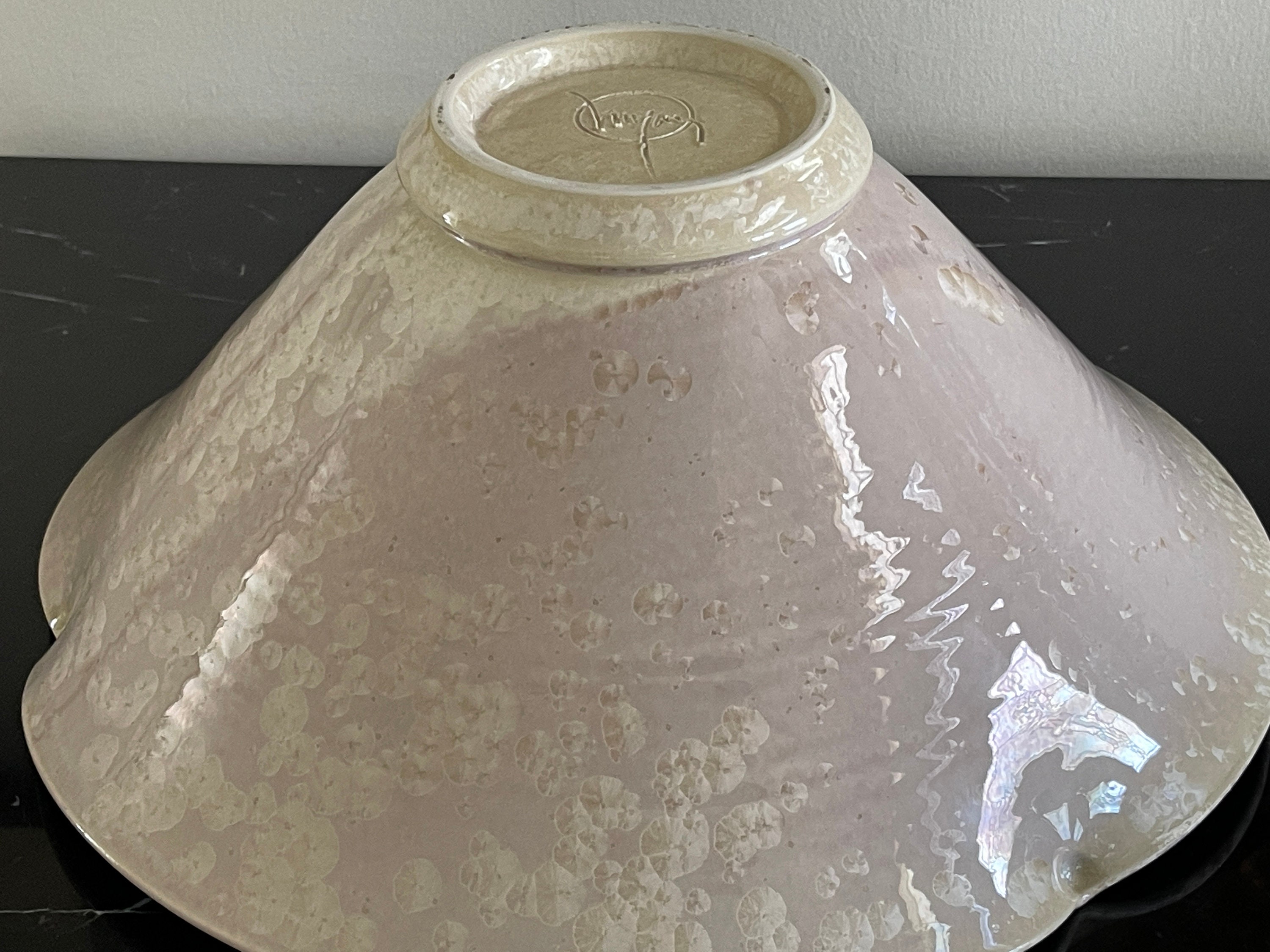 Artist Signed Crystalline Studio 13.5" Glazed Pottery Bowl Centerpiece ...