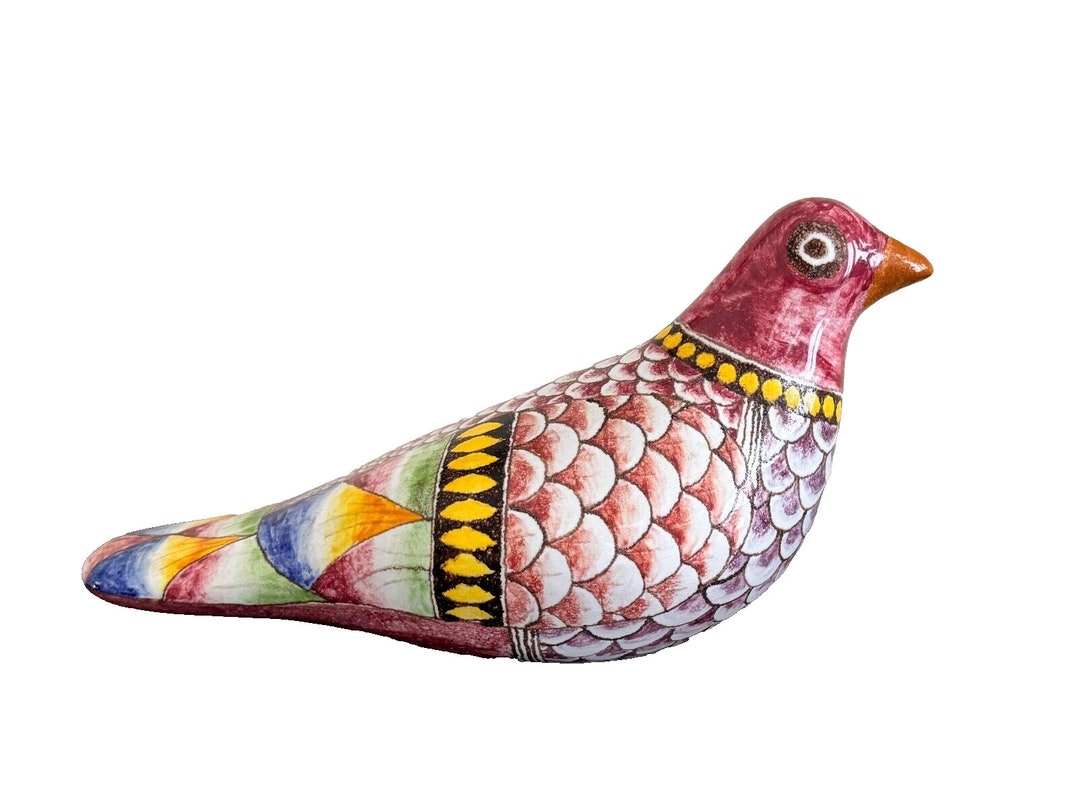 Romano Innocenti Large 11" Long Hand Painted Italian Pottery Bird ...