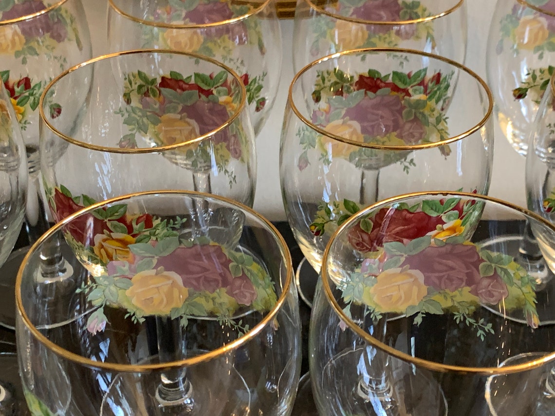 Royal Albert Old Country Roses Wine Glasses Set Of 12 Etsy