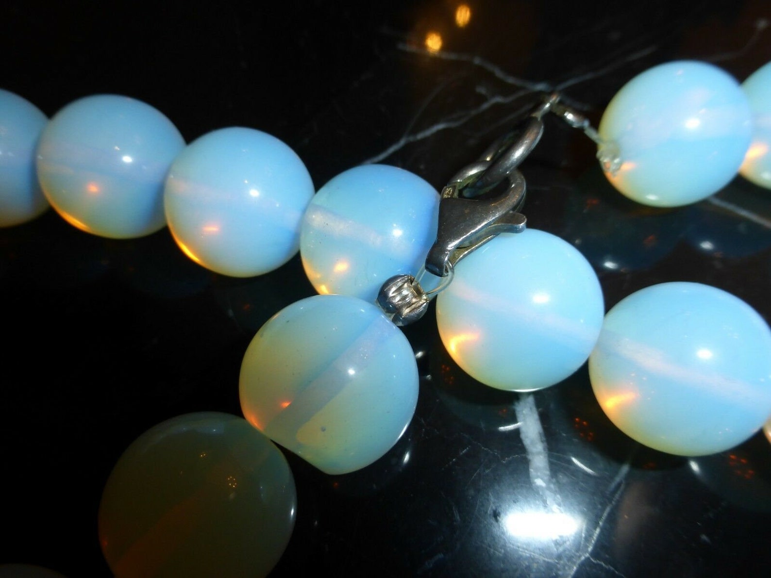 Fashion Opaline Crystal Glass Necklace with Silver Clasp | Etsy