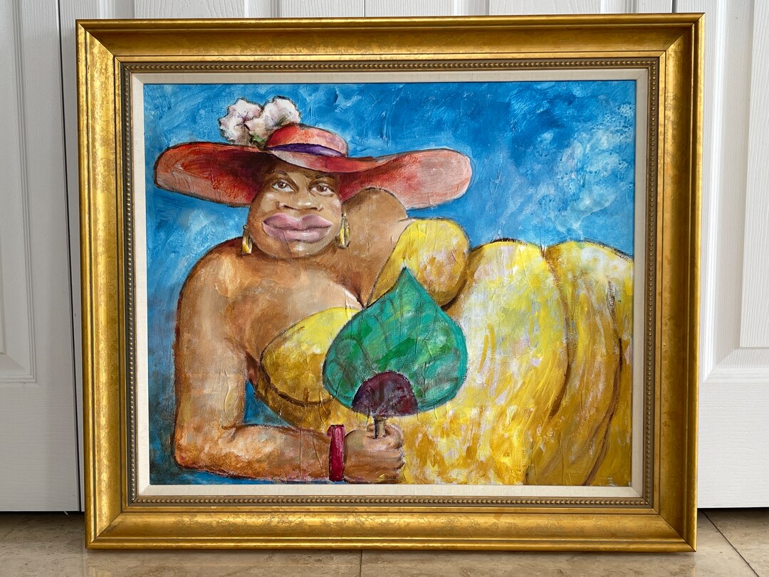 Miami Artist Andres "andy" Nobregas "mulatta" Large Oil Painting on ...
