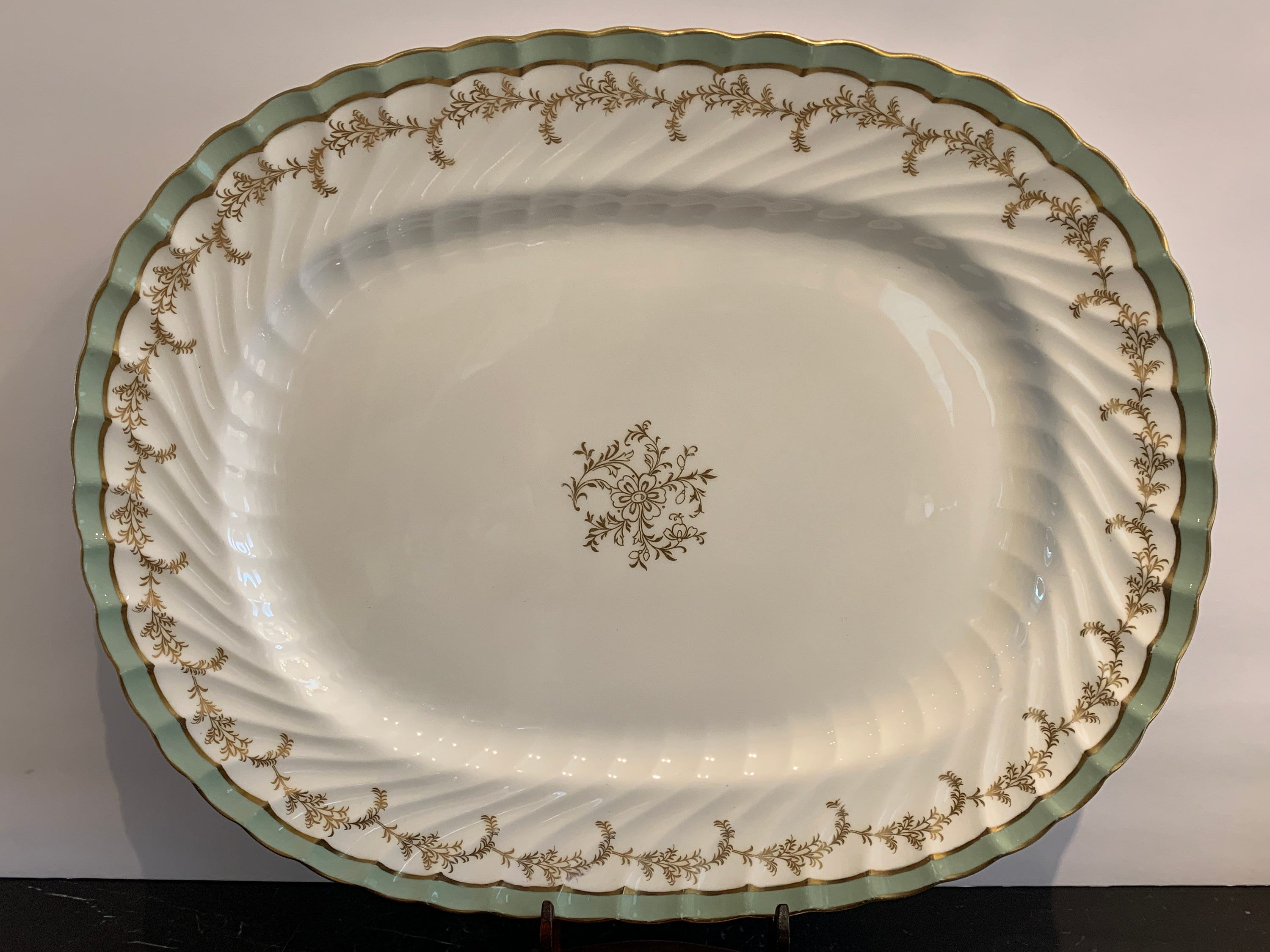 John Aynsley Pattern 8155 Green and Gold 15 1/4 Oval | Etsy