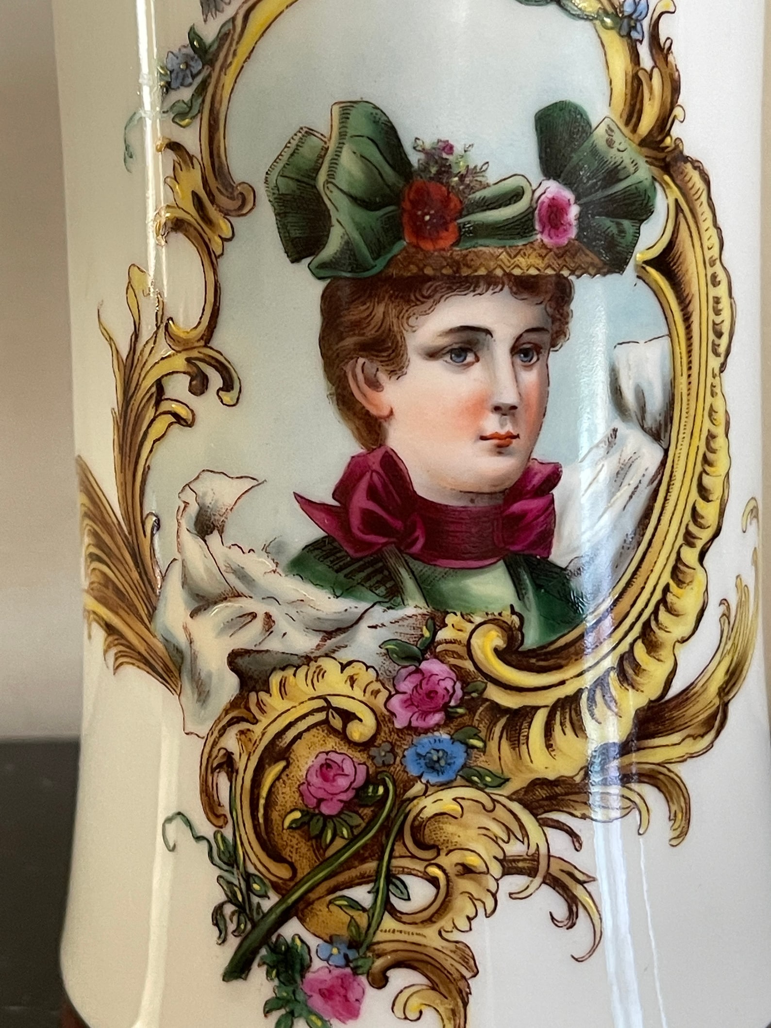 German Porcelain Lithophane Hand Painted Victorian Woman - Etsy