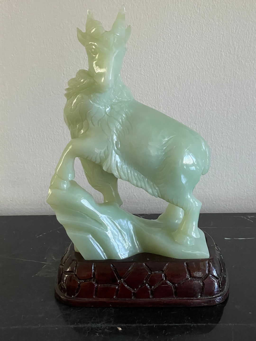Vintage Chinese Guangzhou Southern Jade Carving Factory Goat Figurine ...