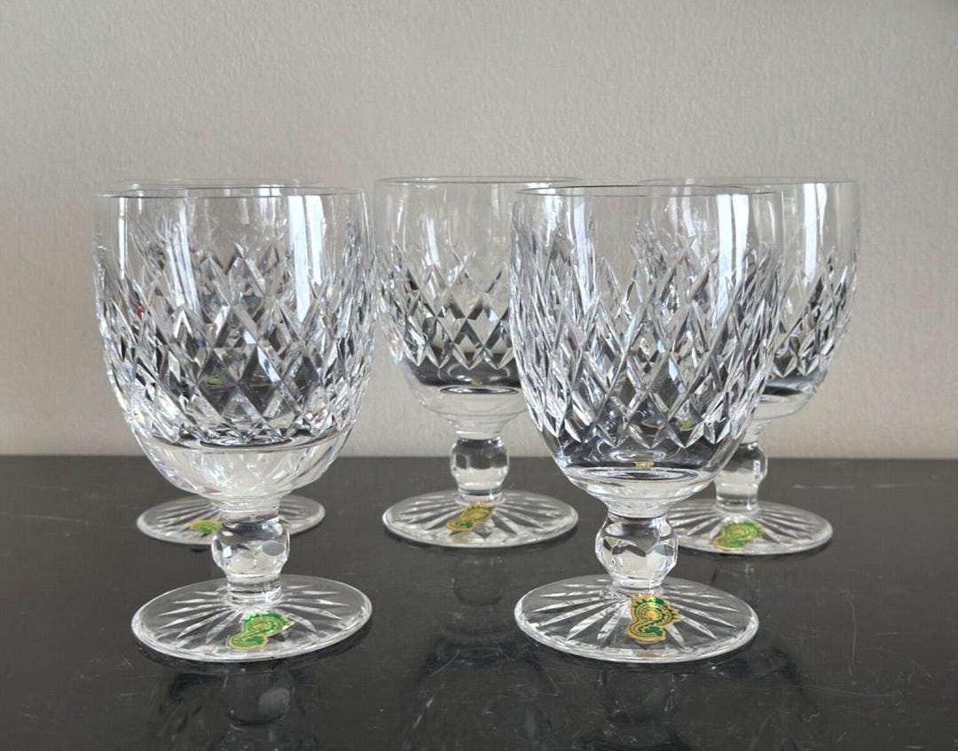 Waterford Crystal Donegal Pattern Set of 5 Water Goblets 5 1/4" Tall ...