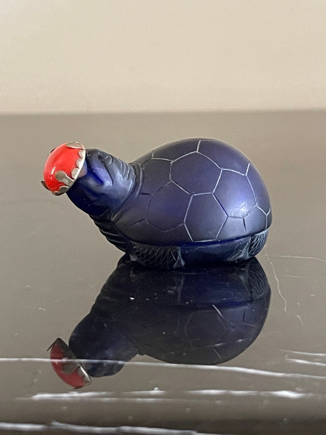 Vintage Chinese Blue Glass Turtle Shaped Snuff Bottle - Etsy