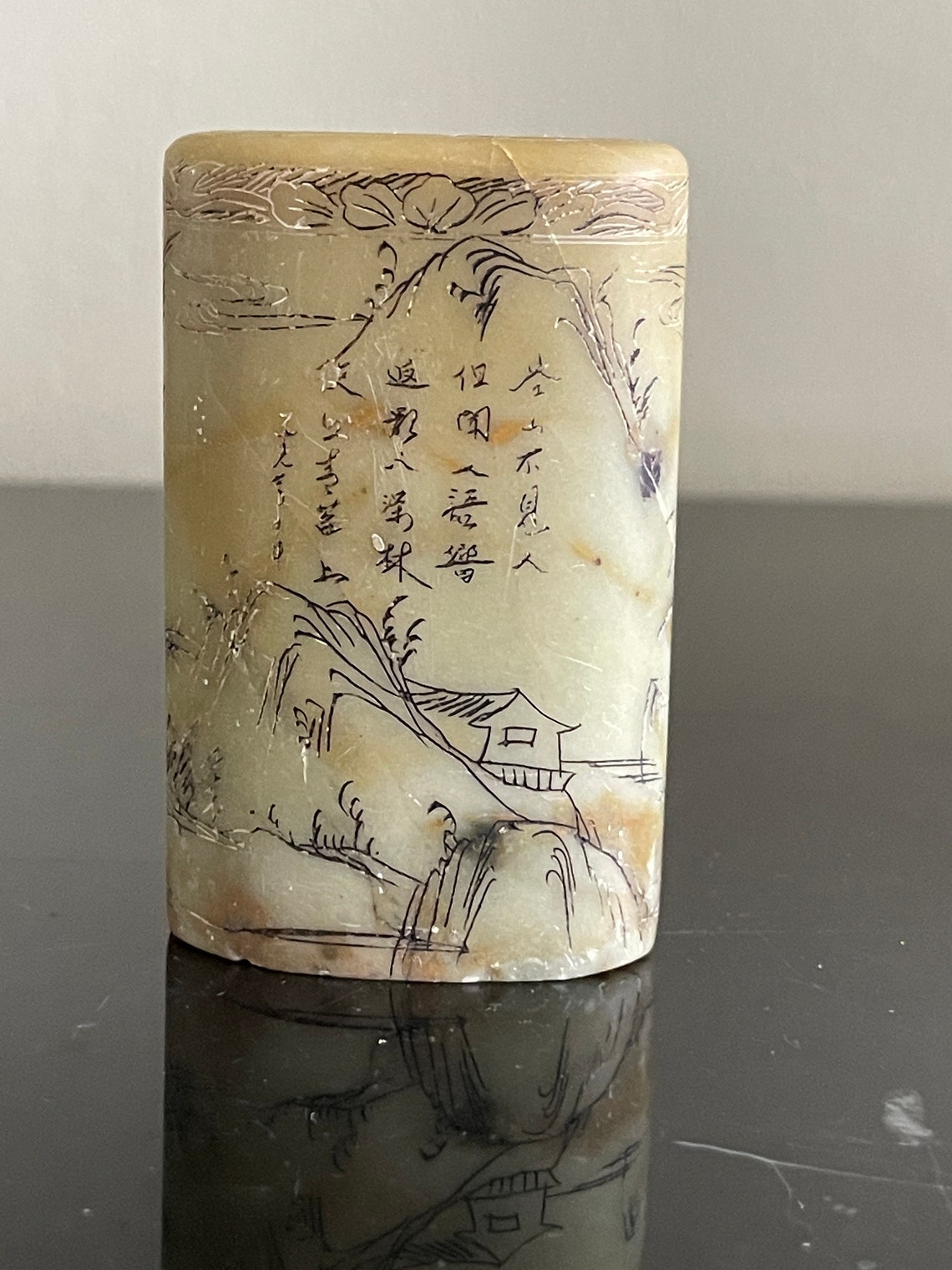Antique Chinese Stone Seal Stamp With Landscape Scene and | Etsy