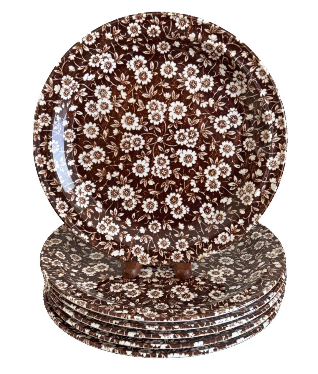 Castlecourt Ironstone Calico Pattern Set of 6 Dinner Plates, Made in ...