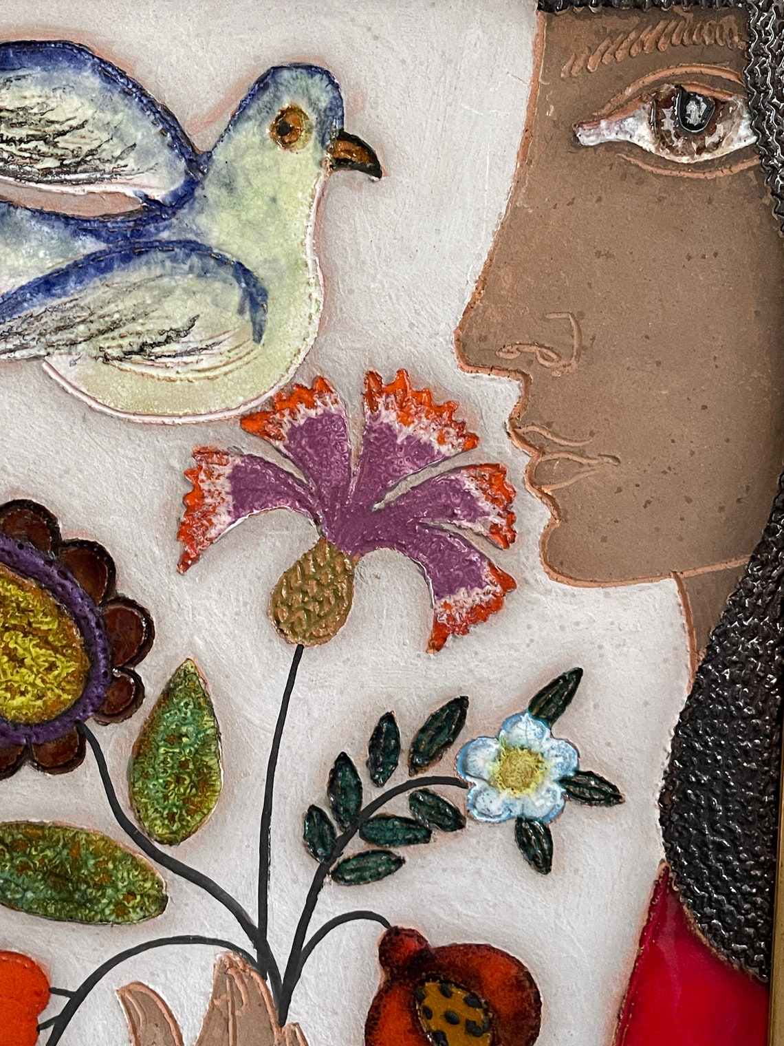 Israeli Artists Irene and Azriel Awret "peace Girl With a Bird" Ceramic ...