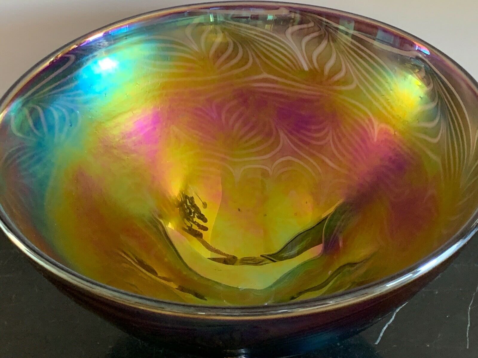 Fusion Art Glass Igor Muller Iridescent Glass Footed Bowl | Etsy