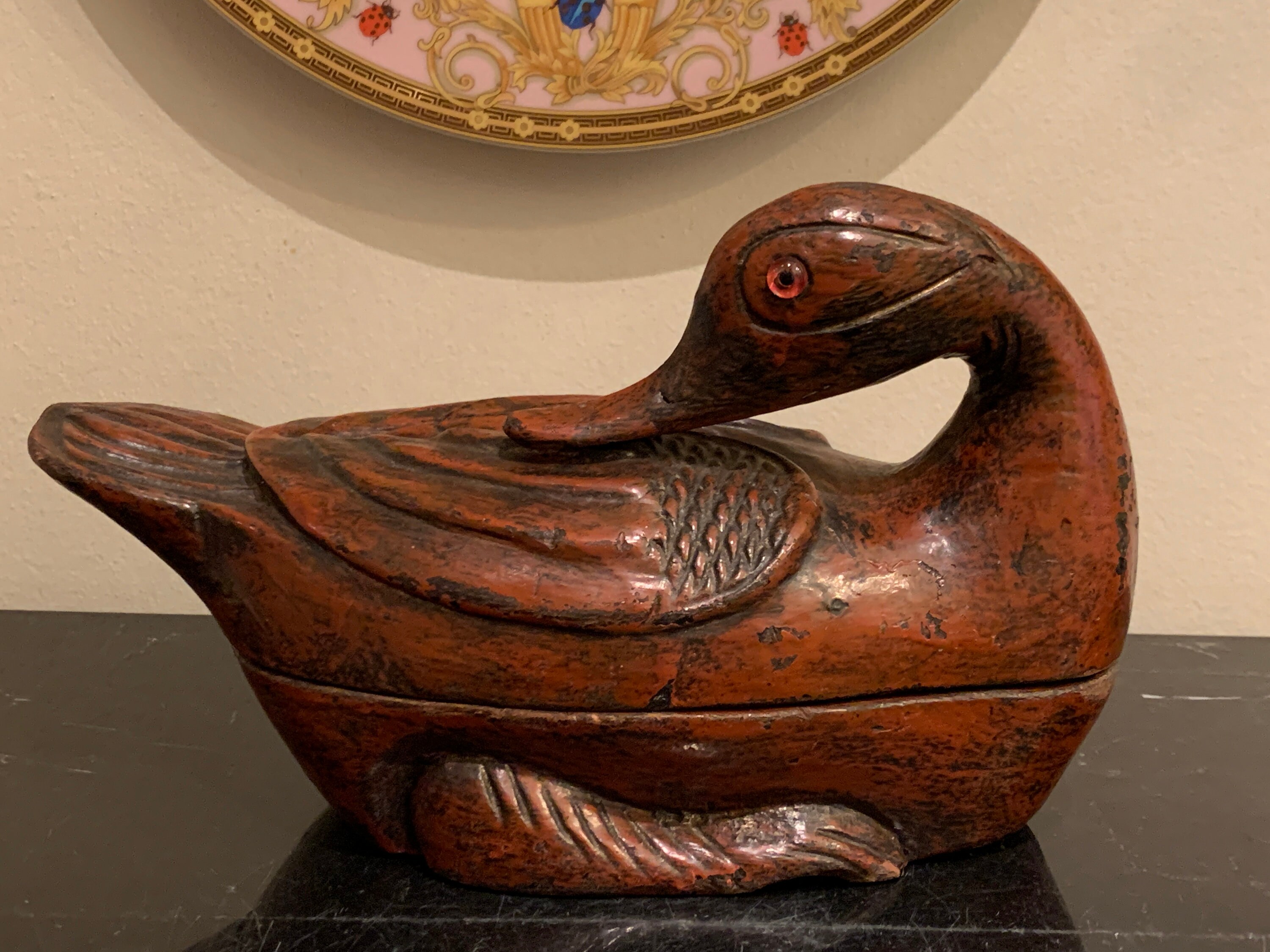 Antique Chinese Swan Duck Carved Wood Box - Etsy