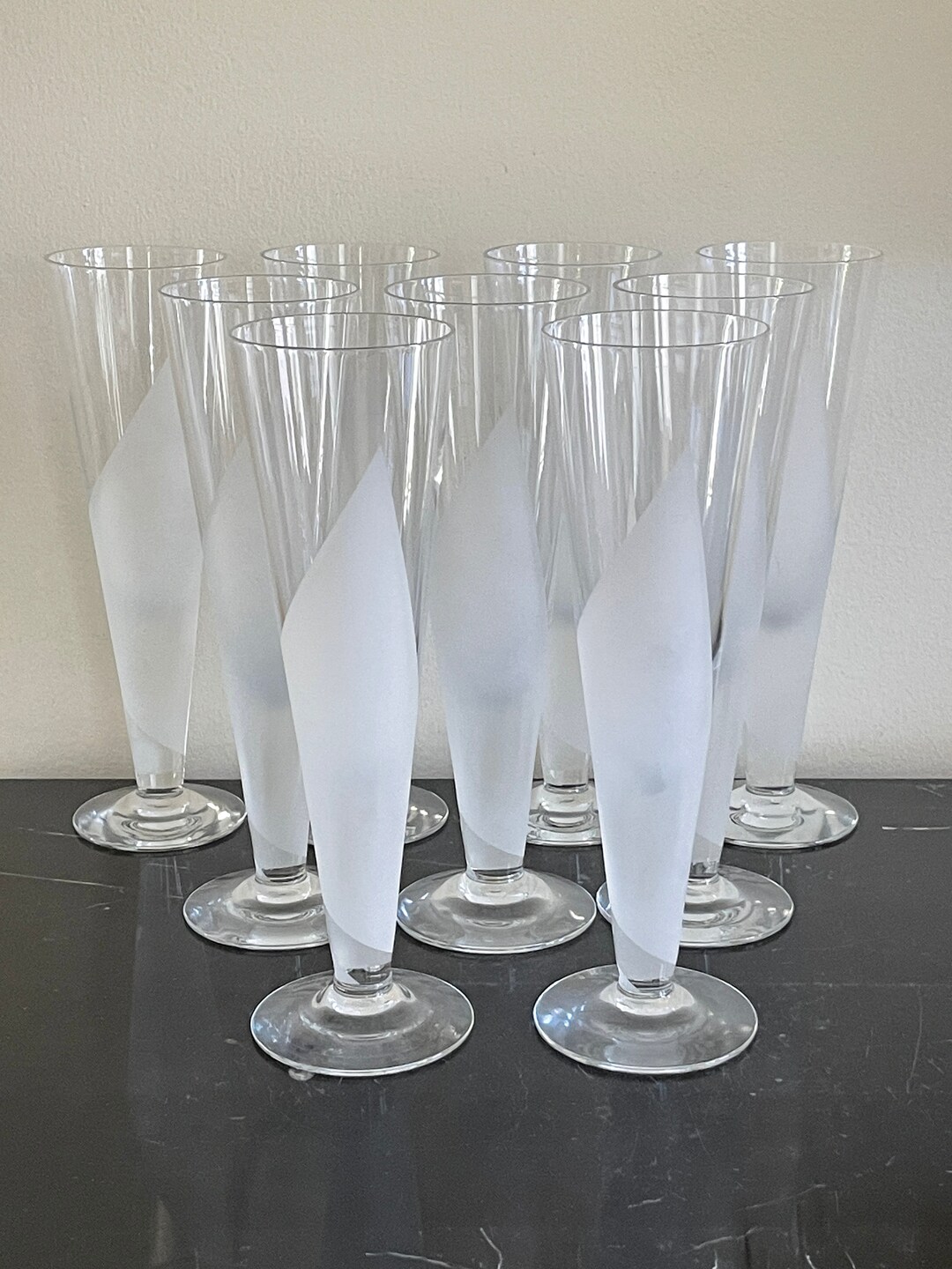 Vintage and Rare Orrefors Vision Pattern 8 3/4" High Goblet Glasses Set ...