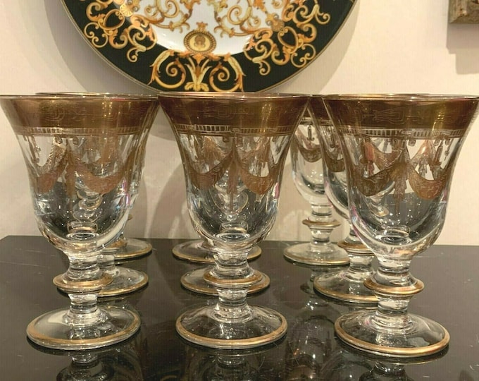 Arte Italica Crystal Medici Gold Wine Glasses Set of 9 - Etsy