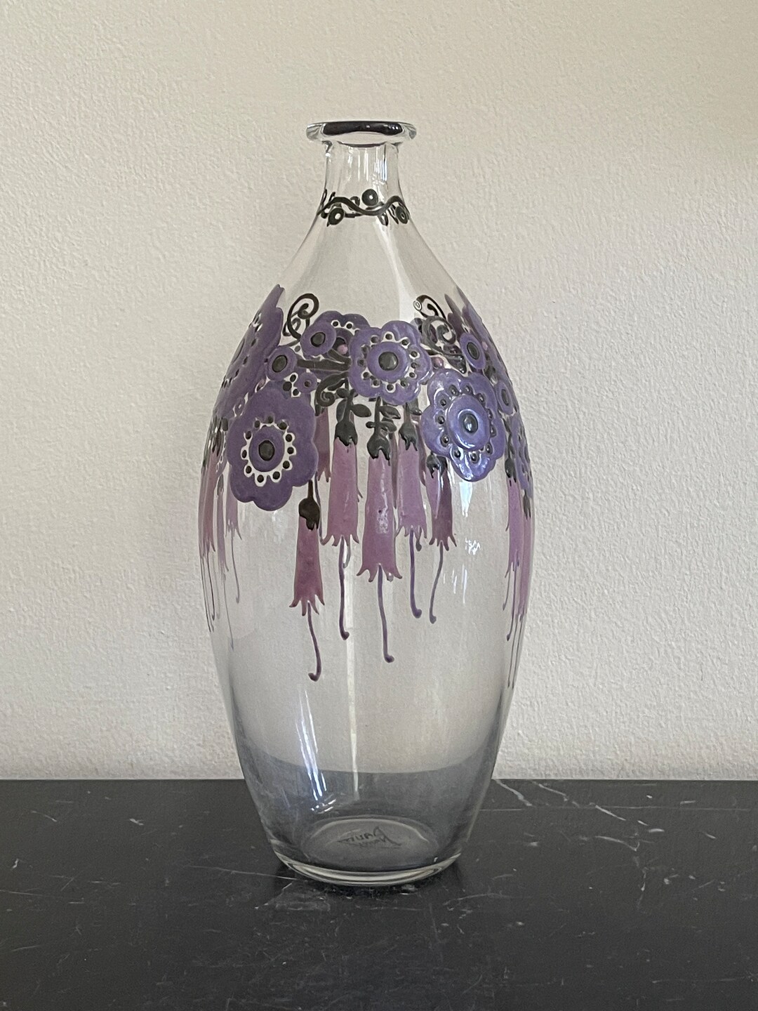 Authentic Antique Daum Nancy Enameled Hand Painted Flowers Glass Bottle ...