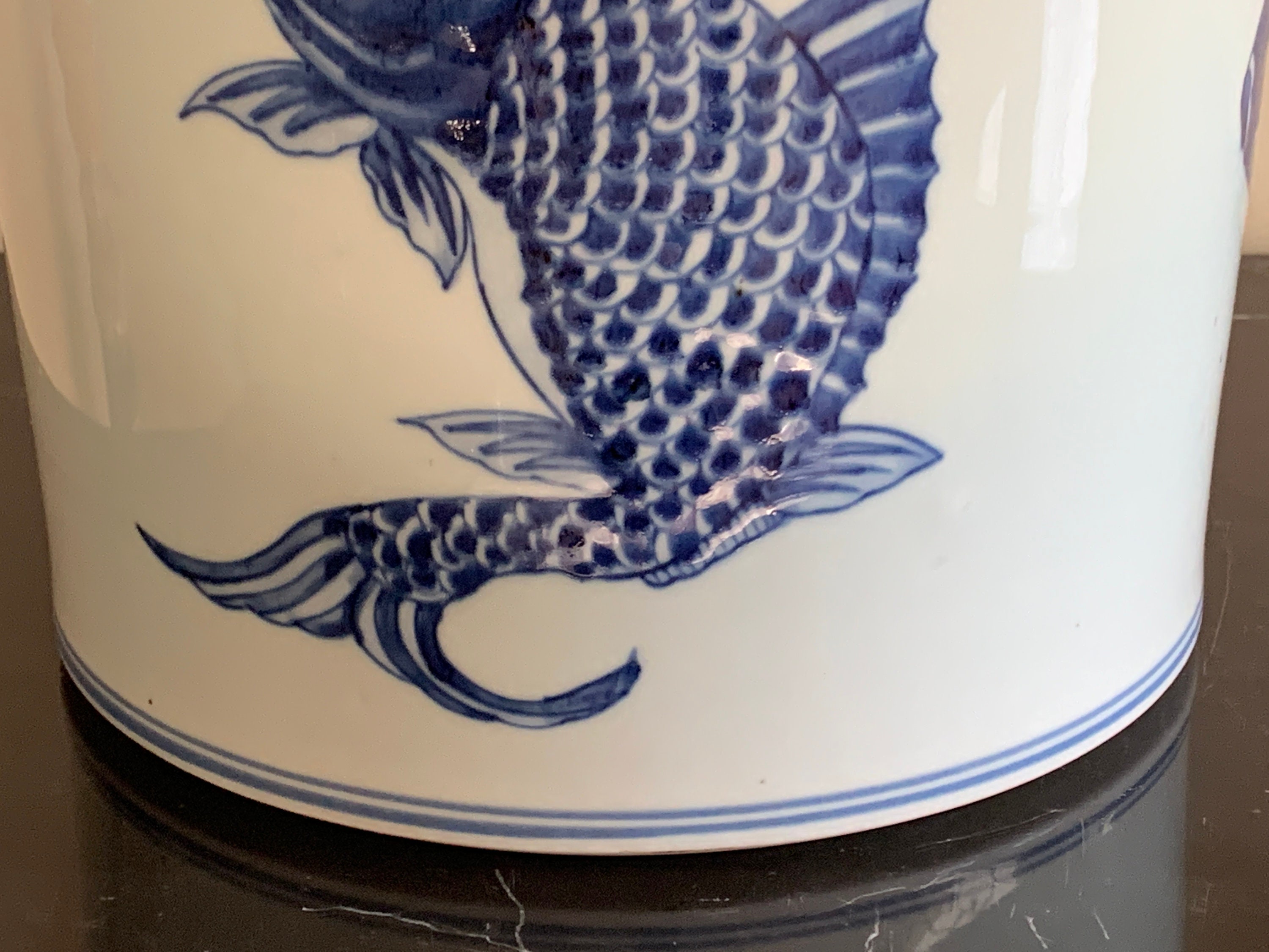 Chinese Porcelain Blue Fish Decoration Orchid Planter - Etsy