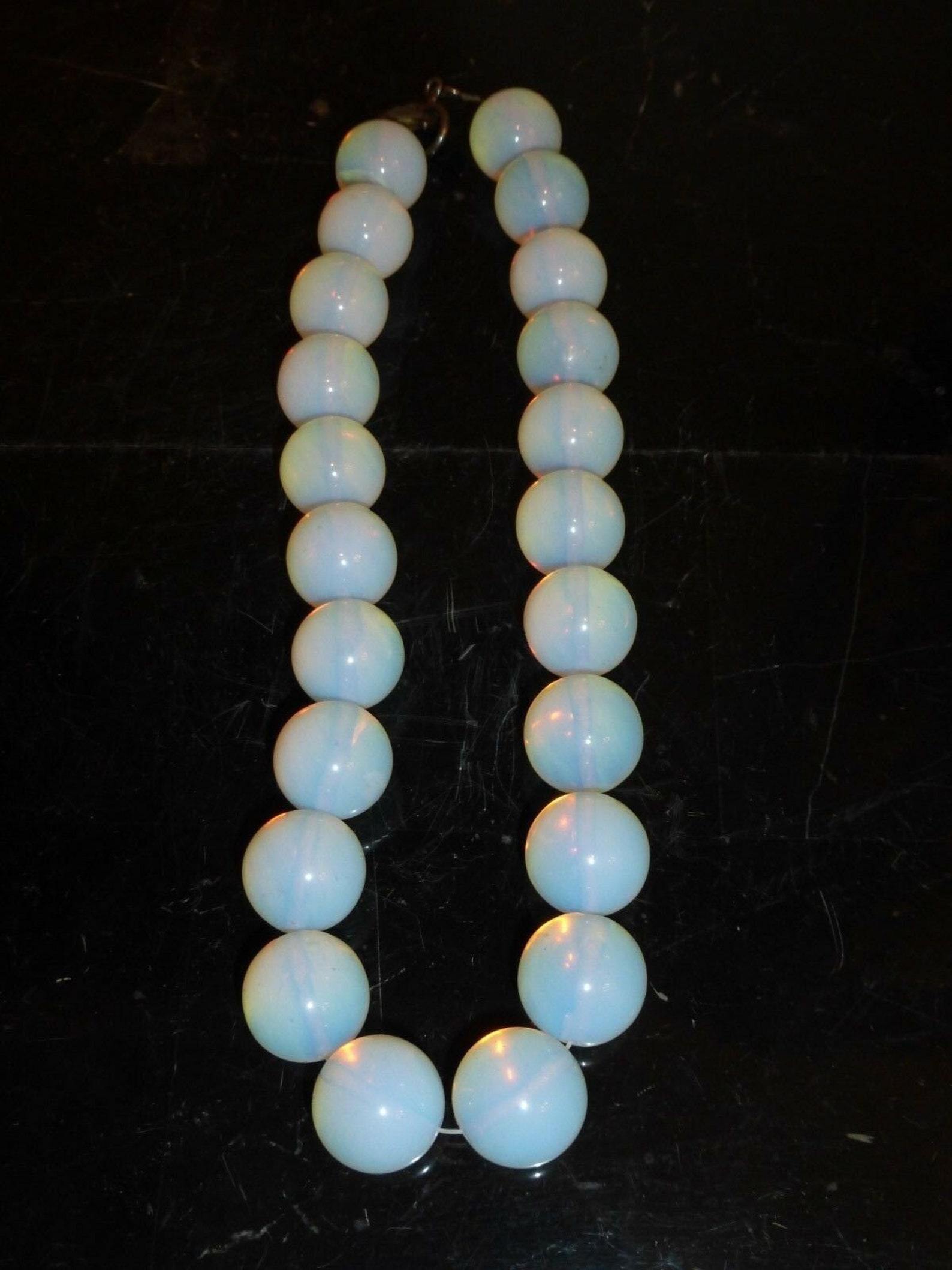 Fashion Opaline Crystal Glass Necklace with Silver Clasp | Etsy