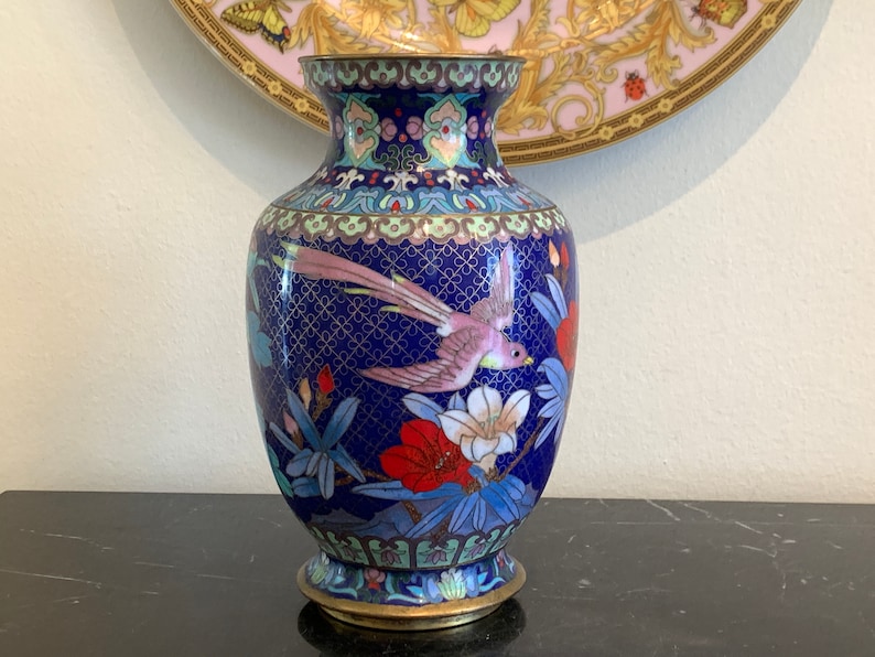 Vintage Cloisonne Multicolor Floral and Birds Design Vase | Etsy