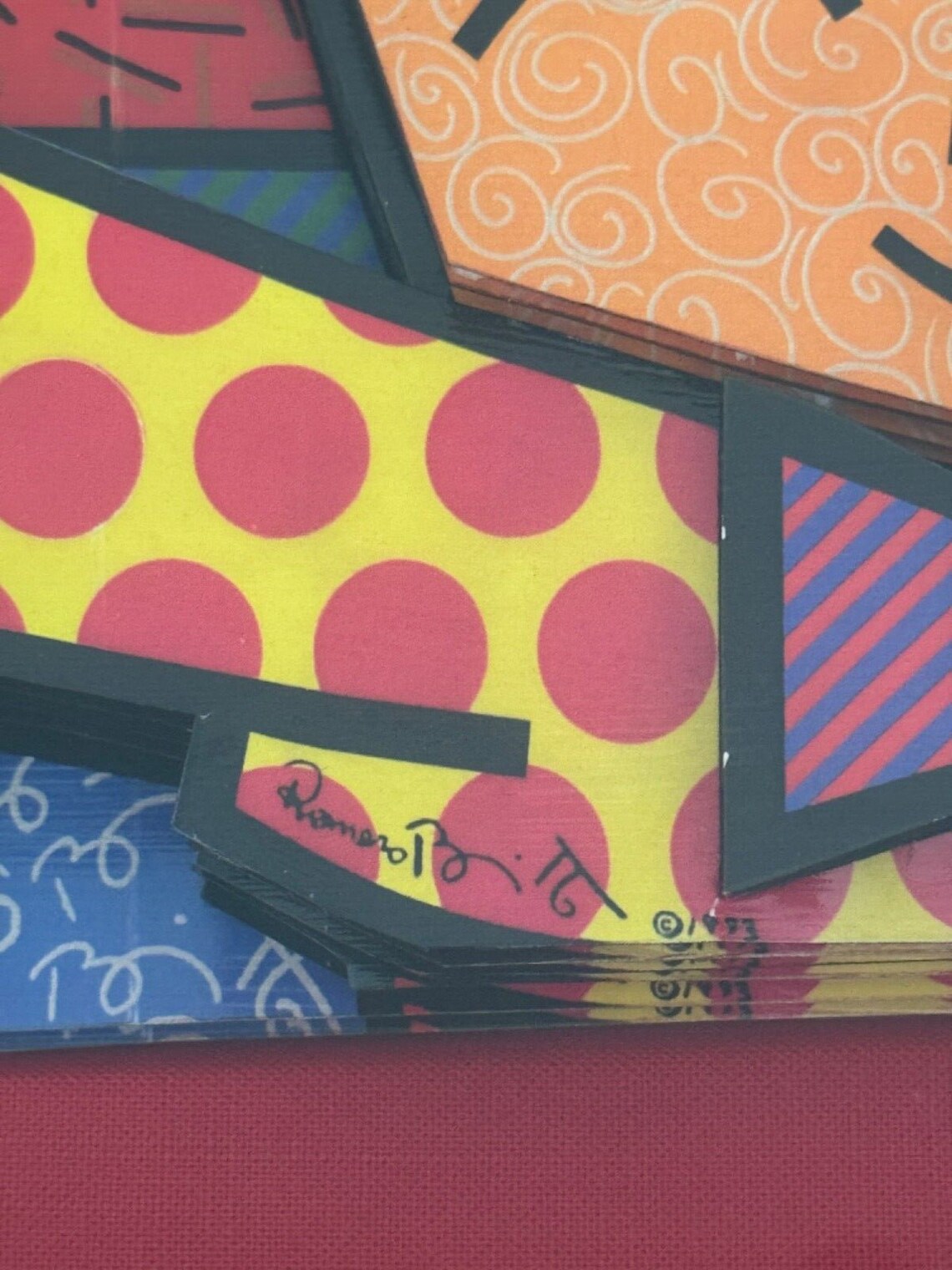 Romero Britto the Hug 1993 Impressively Framed and Heavy Rare 3D Style ...