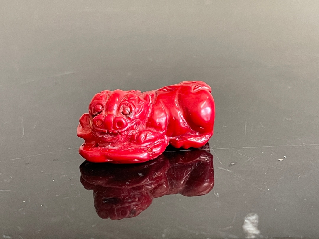 Antique Chinese Carved Red Foo Dog Snuff Bottle - Etsy