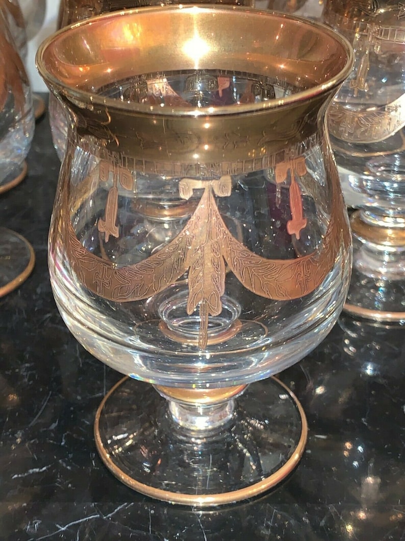 Arte Italica Crystal Medici Gold Brandy Glasses Set of 14 | Etsy