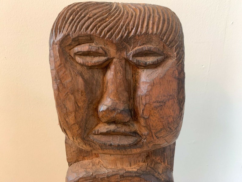Stunning Large Carved Wood Figural Totem Totemic Sculpture Signed by ...