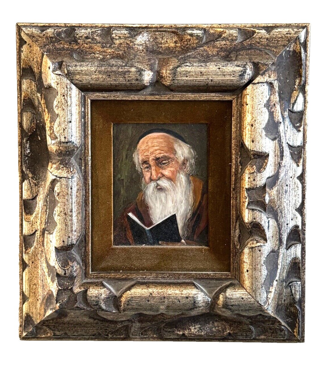 Fine Old Framed Jewish Oil Painting on Board of a Rabbi Reading - Etsy