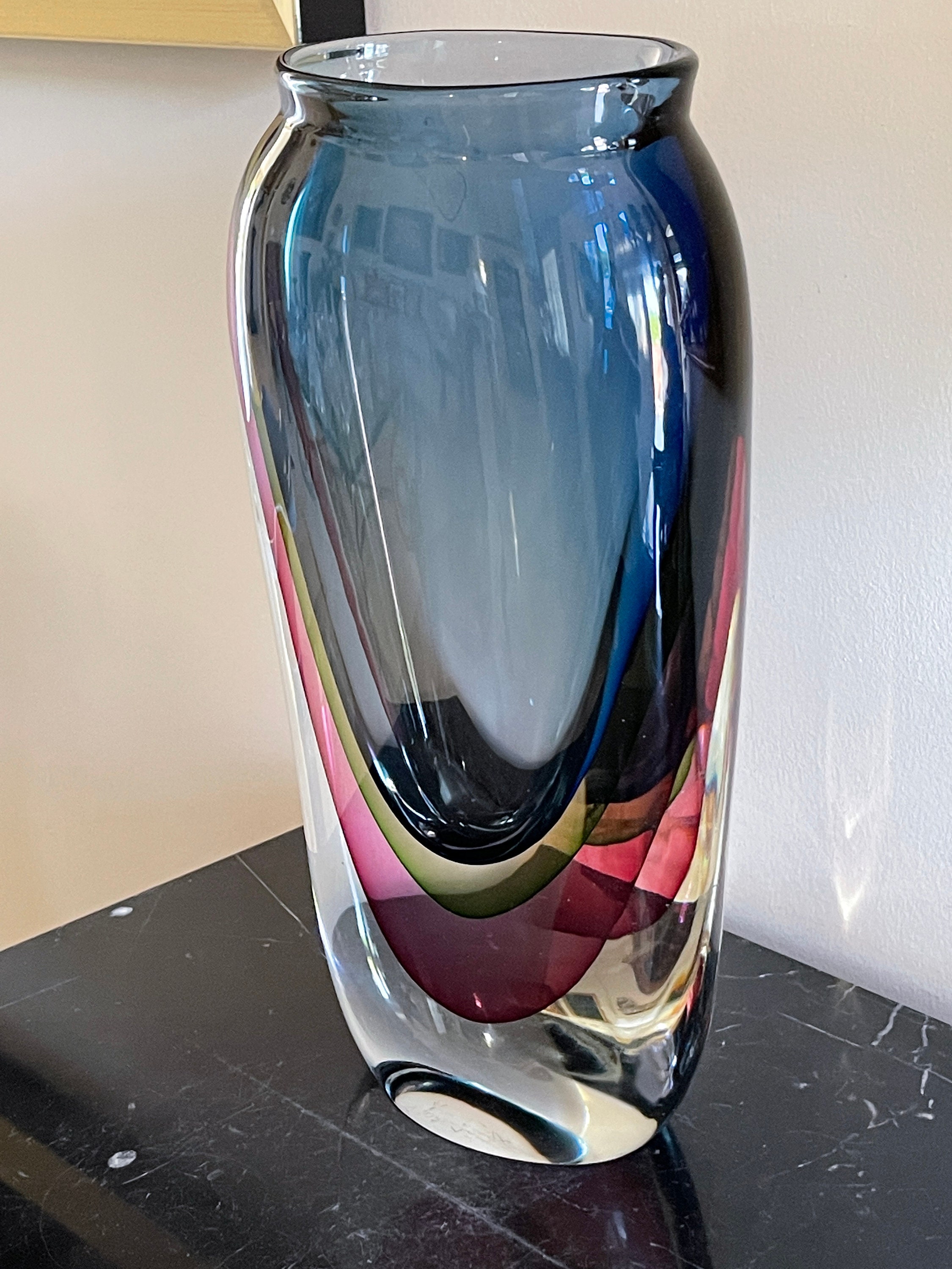 Fabulous Vintage 13.5" Italian Murano Sommerso Glass Vase - Etsy