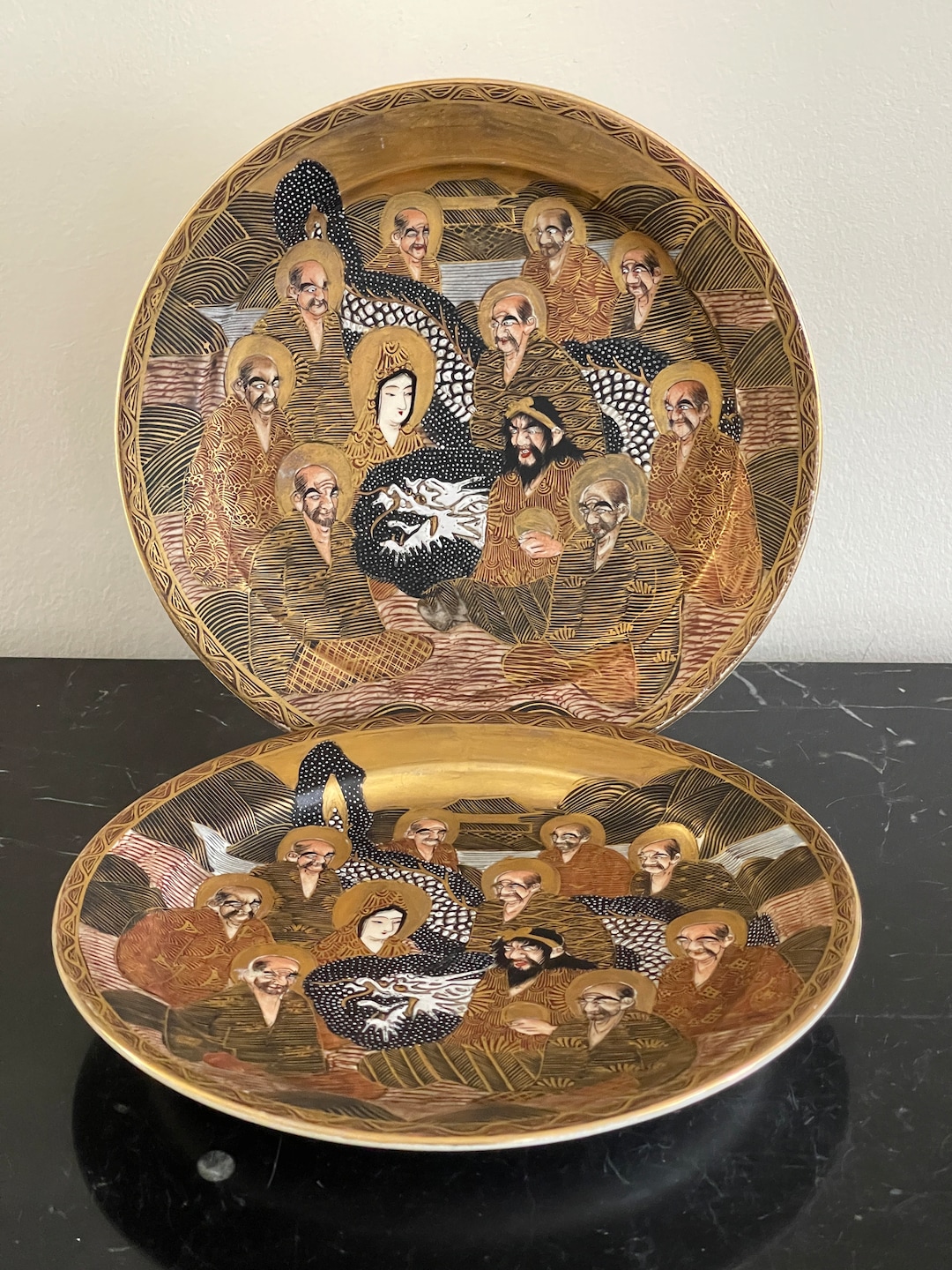 Antique Japanese Satsuma Pottery Heavy Gold Gilded Meiji Period ...