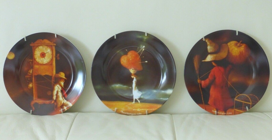 Decorative Wall Plates Depicting Paintings by Artist David Rodriguez - Etsy