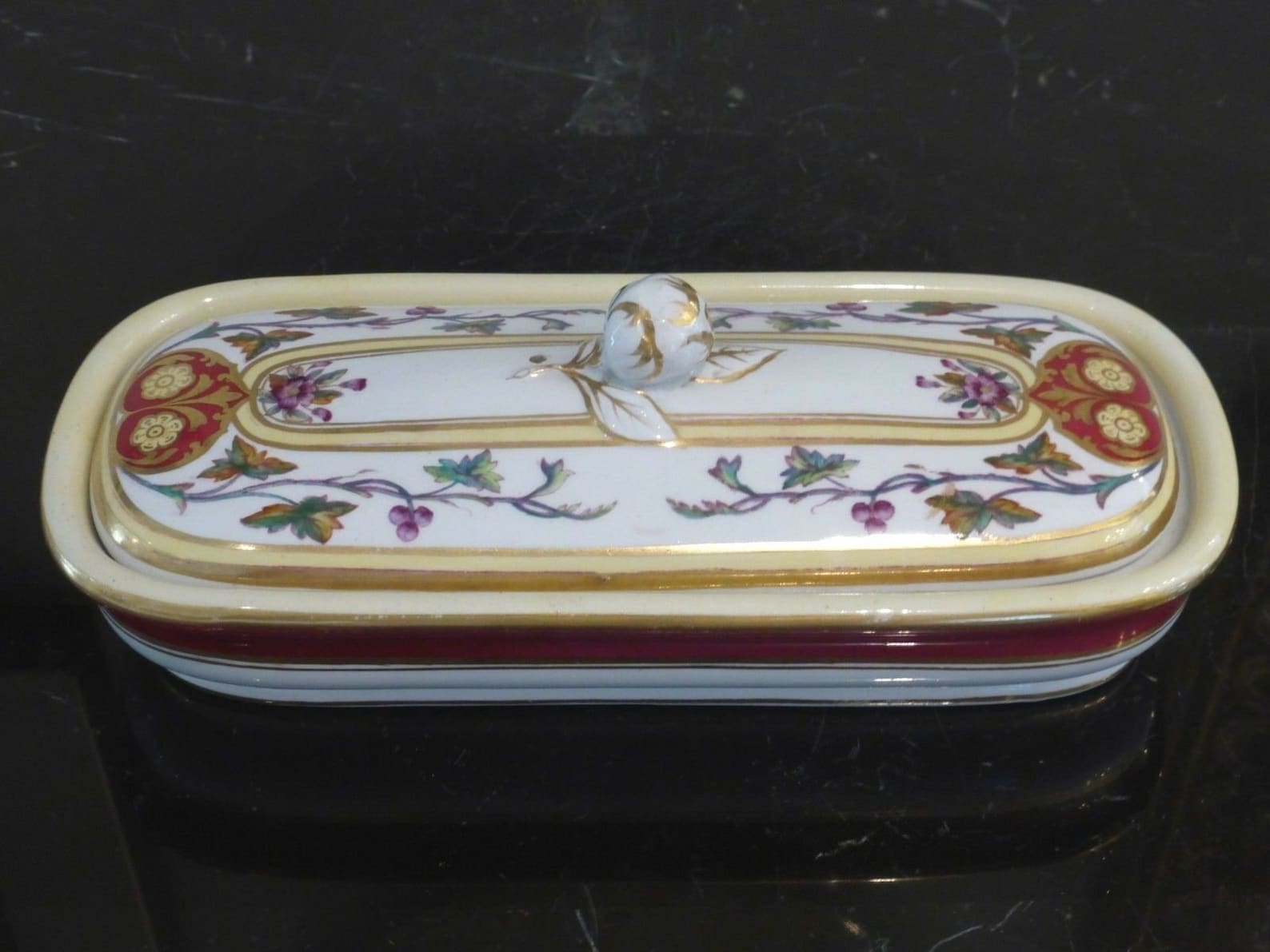 Antique Hand Painted Porcelain Razor Lidded Box - Etsy