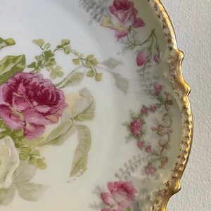 Antique Limoges Porcelain Pink and White Roses Plate With Gold Gilt ...
