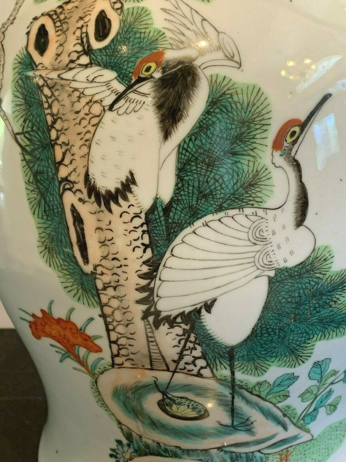 Superb Antique Chinese Calligraphy Hand Painted Cranes Floral | Etsy