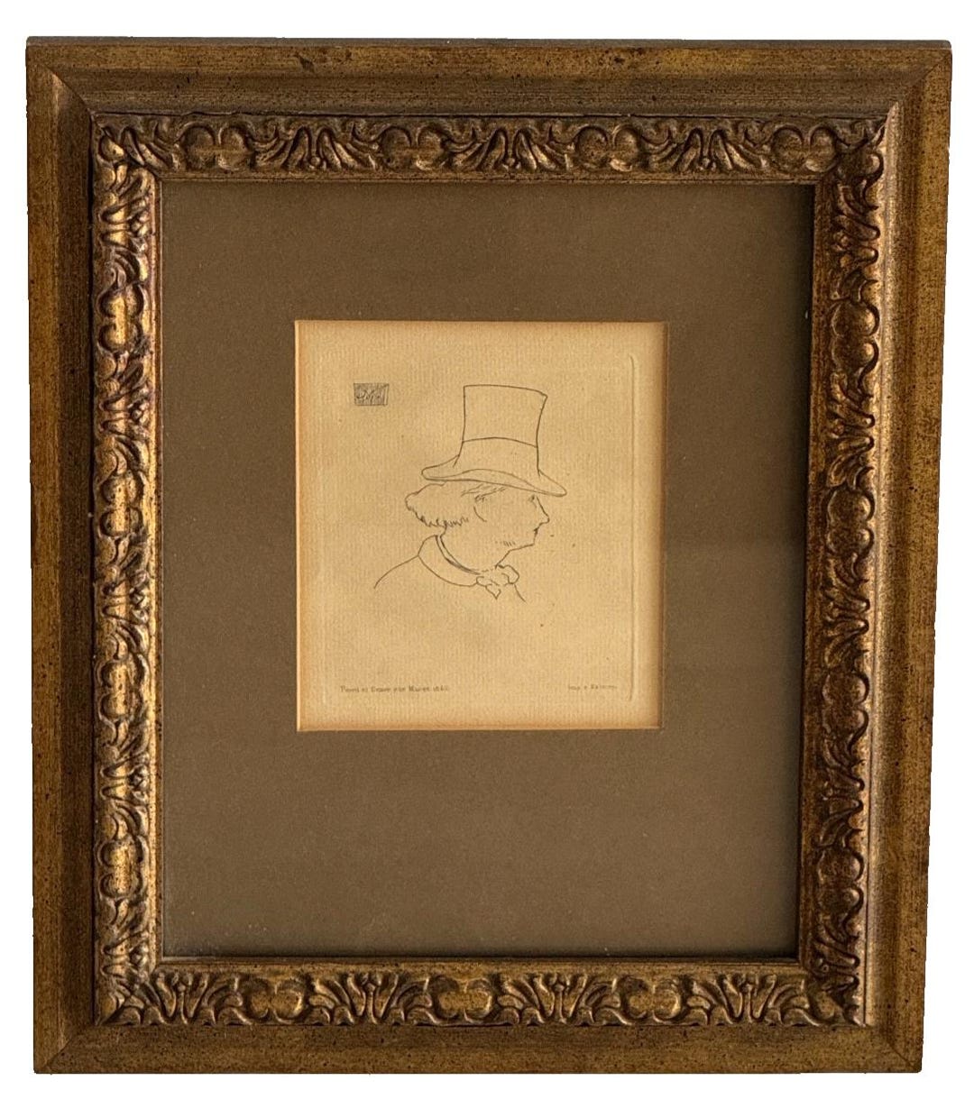 Edward Manet Etching Artwork Profile Portrait of French Poet Charles ...