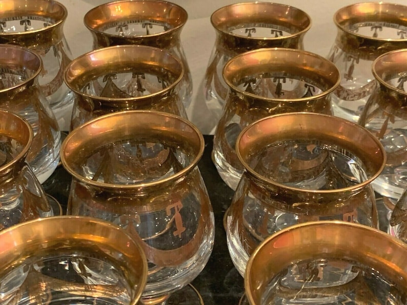 Arte Italica Crystal Medici Gold Brandy Glasses Set of 14 - Etsy