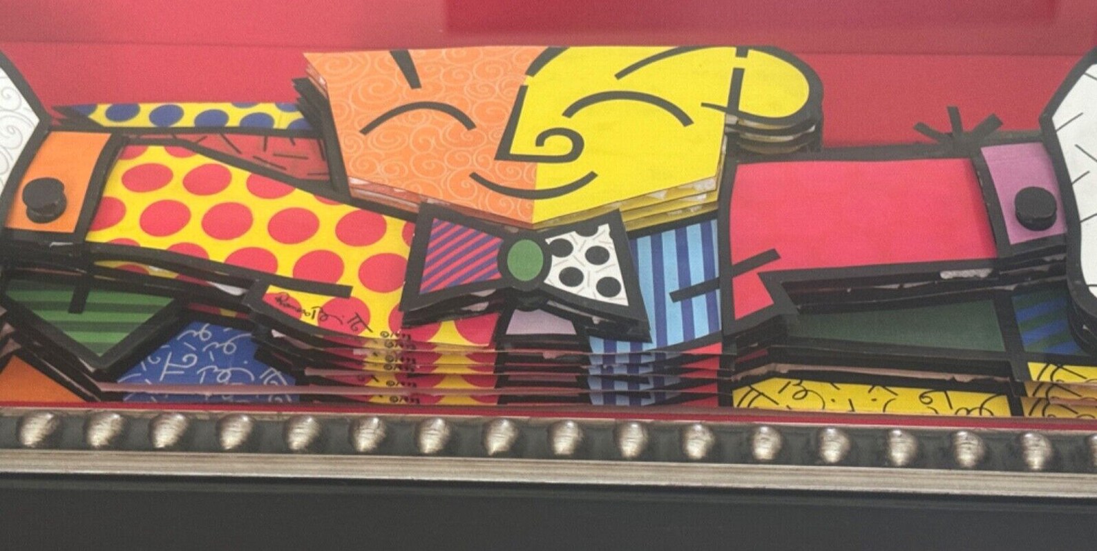 Romero Britto the Hug 1993 Impressively Framed and Heavy Rare 3D Style ...