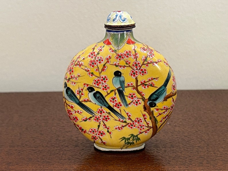 Antique Chinese Metal Enamel Yellow Snuff With Songbirds on - Etsy