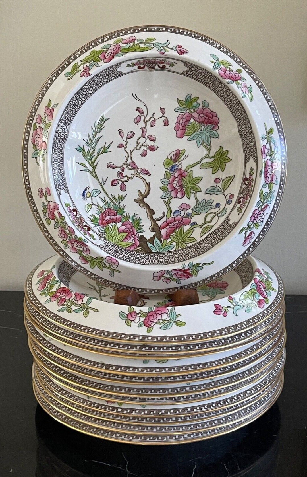 Copeland Spode England Indian Tree 12 Rare Folded Shaped Rim Soup Bowls ...