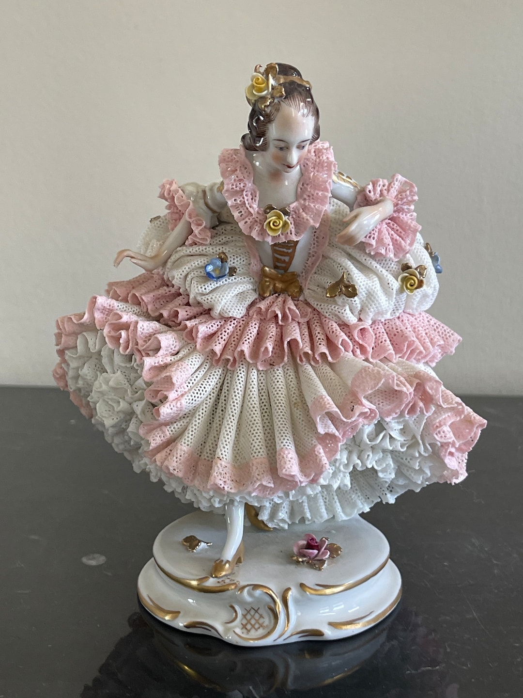 Antique Dresden Germany Volkstedt Lace Porcelain Figurine - Etsy