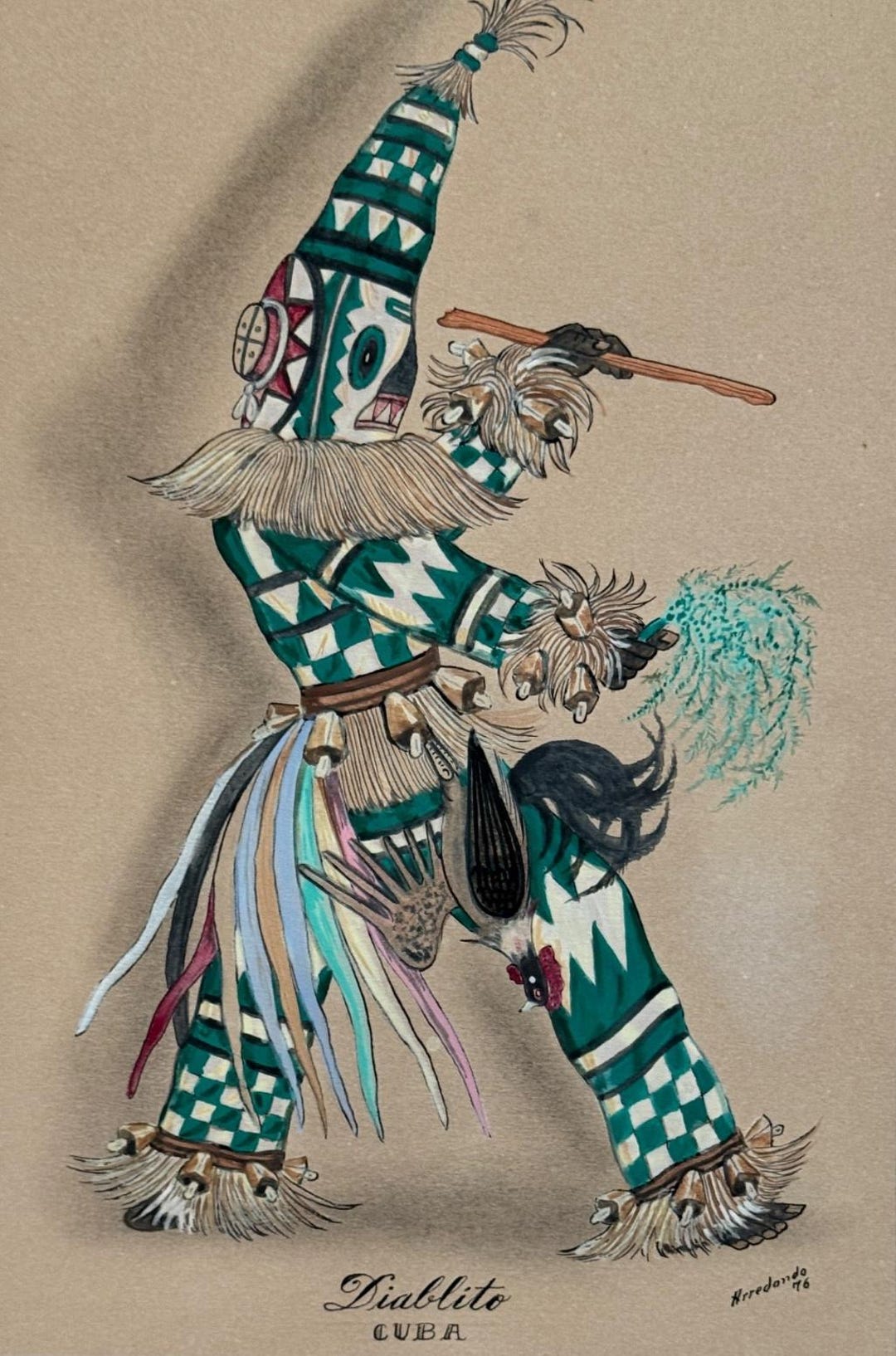 Artist Arredondo Ireme 1976 Abakuá Diablito Dancer Gouache Artwork - Etsy