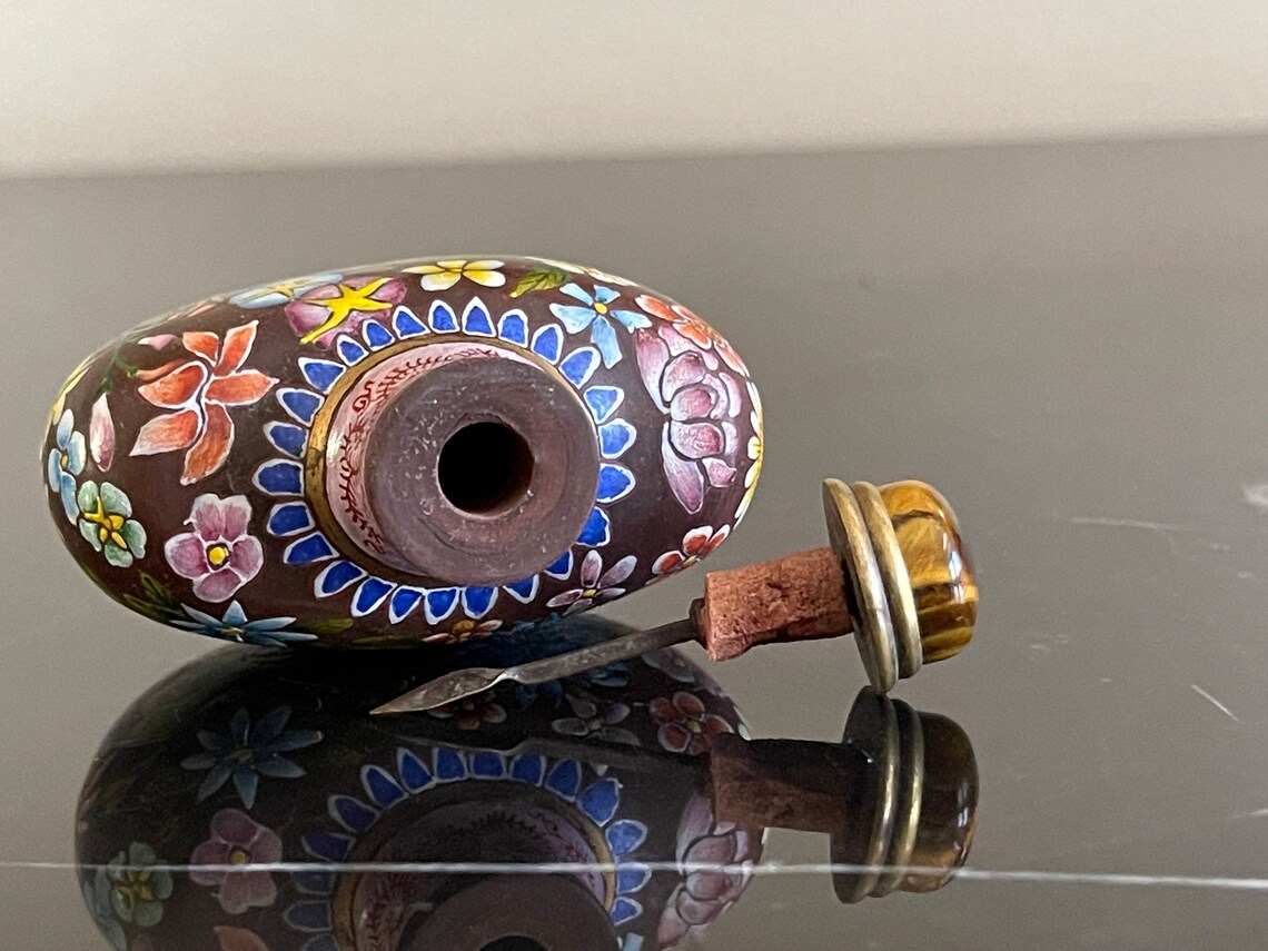 Vintage Chinese Hand Painted Multicolor Flowers Peking Glass - Etsy