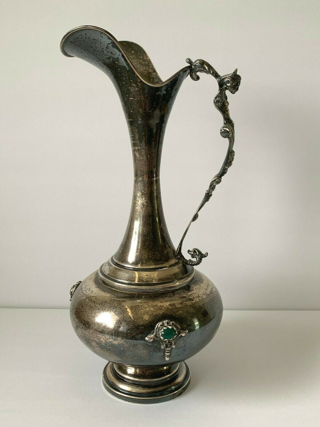 Antique Italian Silver 800 Wine Ewer With Apply Gem Stones Decoration ...