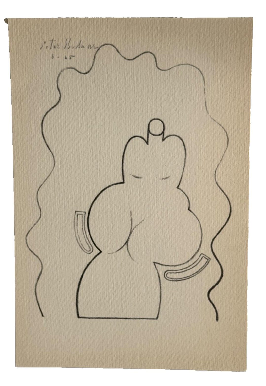 Czechoslovakian American Artist Peter Bodnar 1965 Abstract Lithograph ...