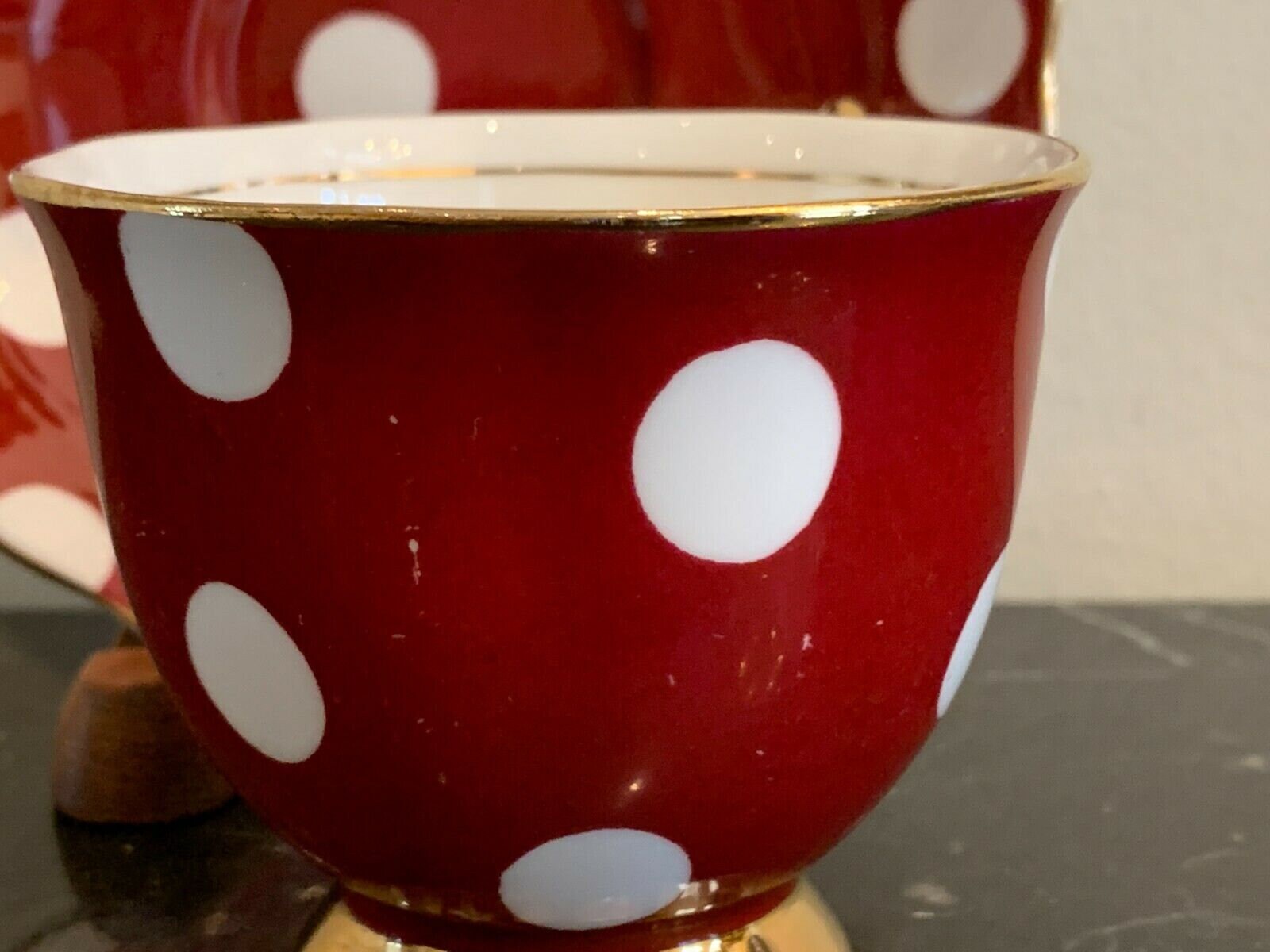 Royal Albert Red Cup and Saucer with White Polka Dots | Etsy