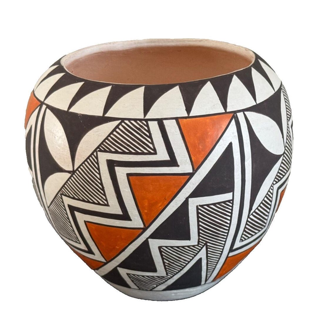 Elizabeth Waconda Acoma Pueblo Native American Pottery 5 7/8" Tall Olla ...