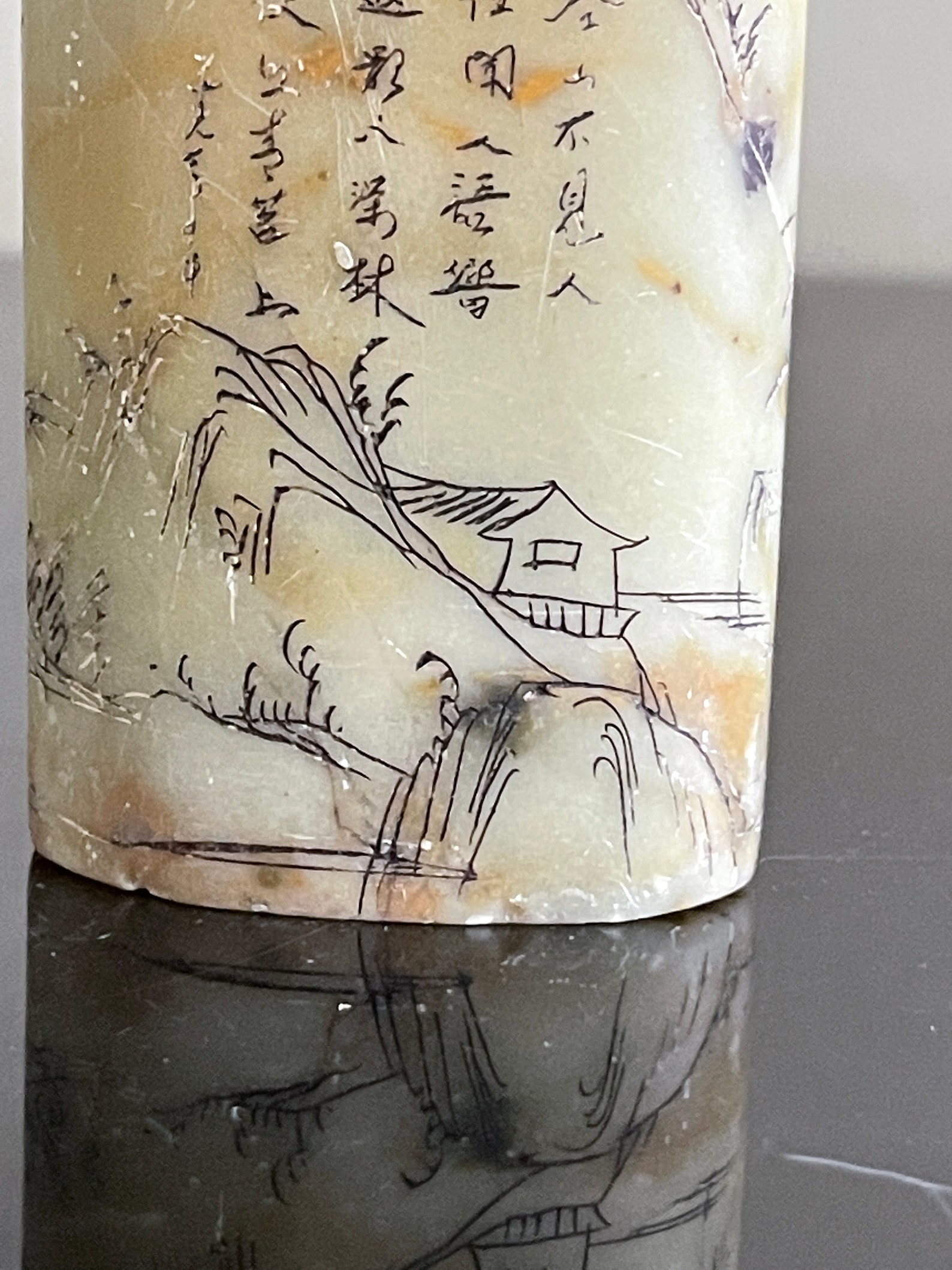 Antique Chinese Stone Seal Stamp With Landscape Scene and | Etsy