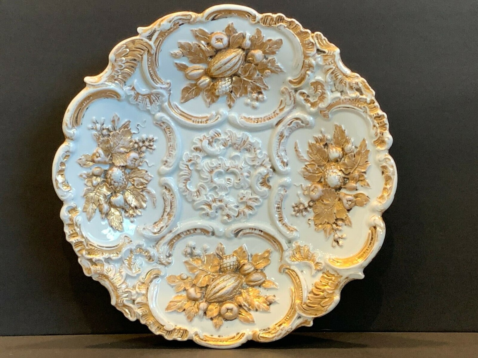 Antique Meissen Leuteritz Rococo Relief Gold Fruits Decoration | Etsy