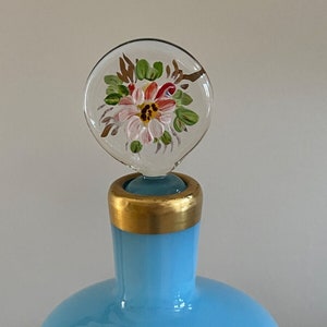 Super Blue Opaline Hand Painted Enamel Glass Decanter - Etsy