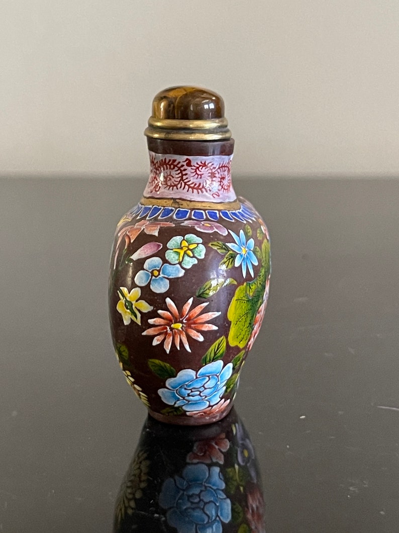 Vintage Chinese Hand Painted Multicolor Flowers Peking Glass - Etsy