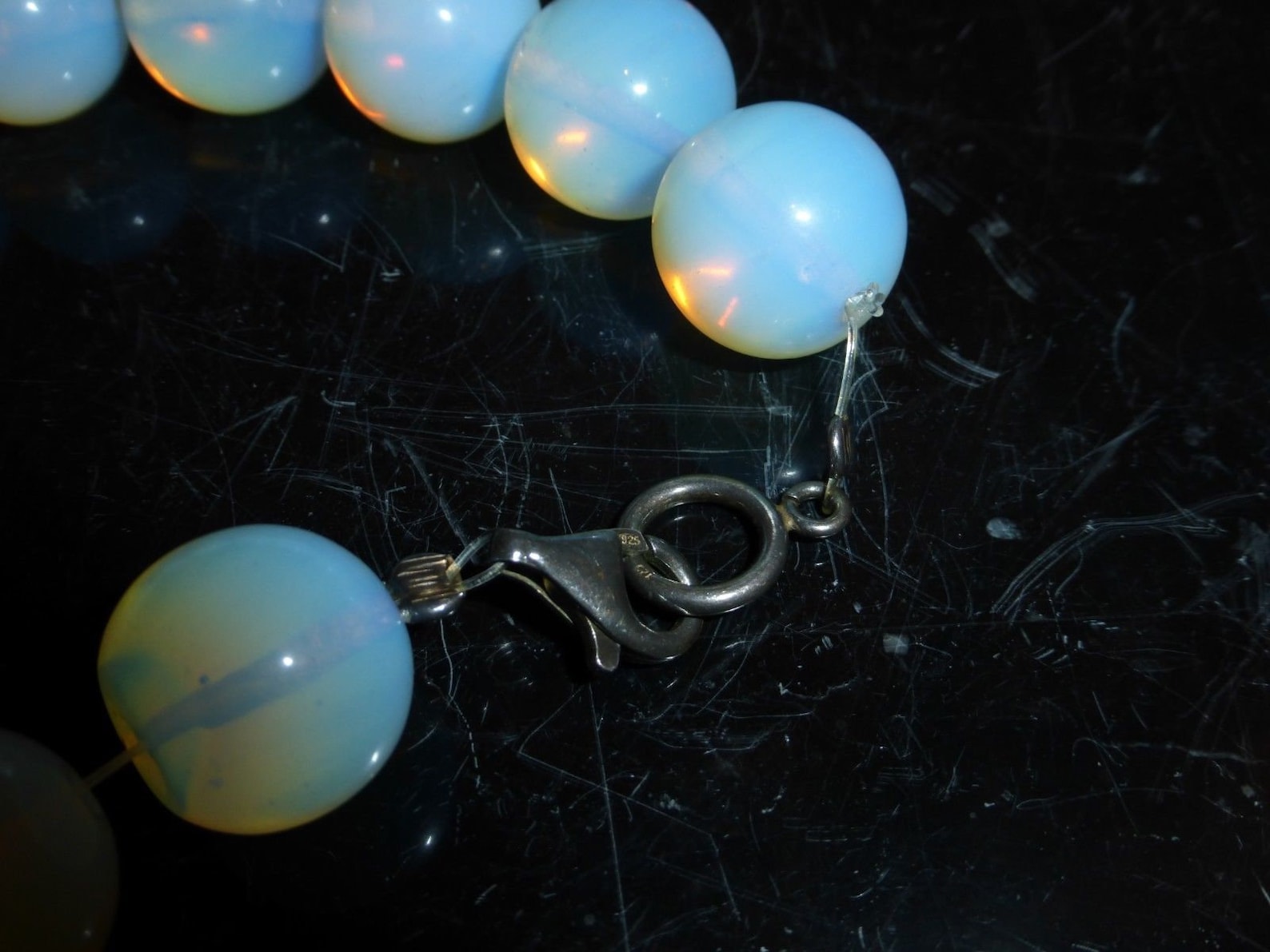 Fashion Opaline Crystal Glass Necklace with Silver Clasp | Etsy